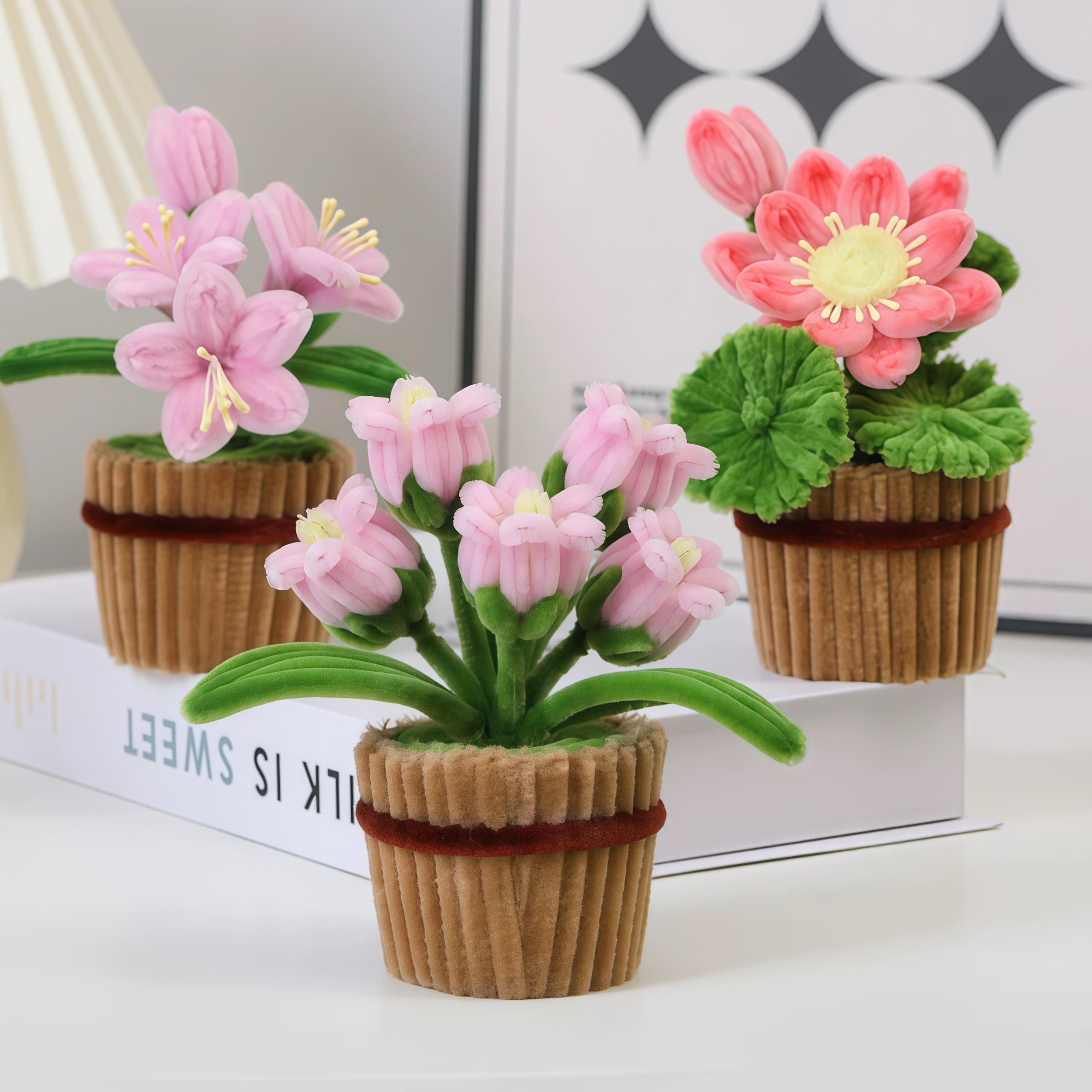 Cute DIY Fuzzy Flower Twisted Wire Kit With Video Guide (set of 2/3/5 ...