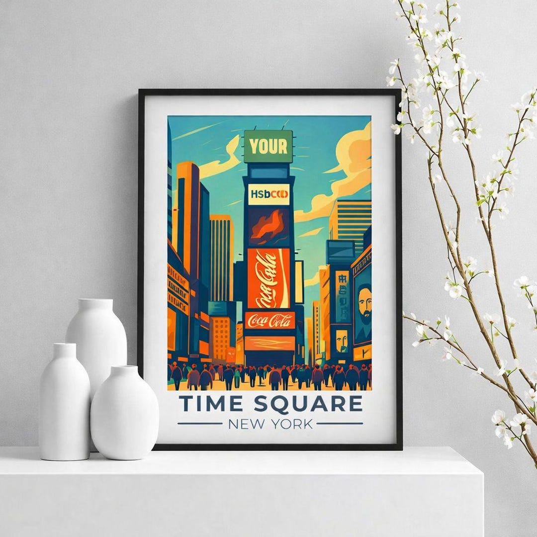 Times Square Art Print, Vibrant NYC, Cityscape Poster (digital Download ...