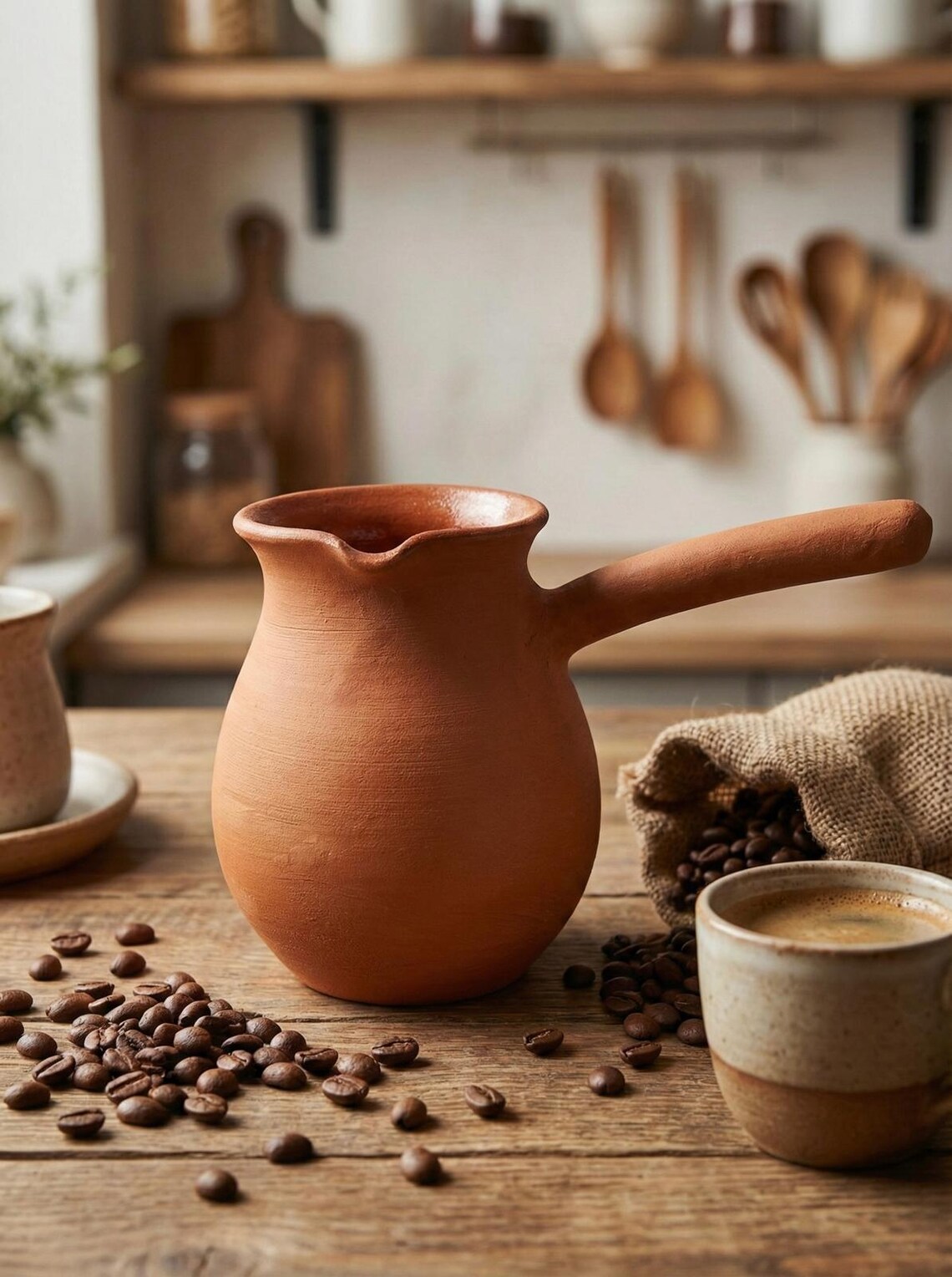 Handmade Terracotta Turkish Coffee Pot, Rustic Clay Cezve - Etsy