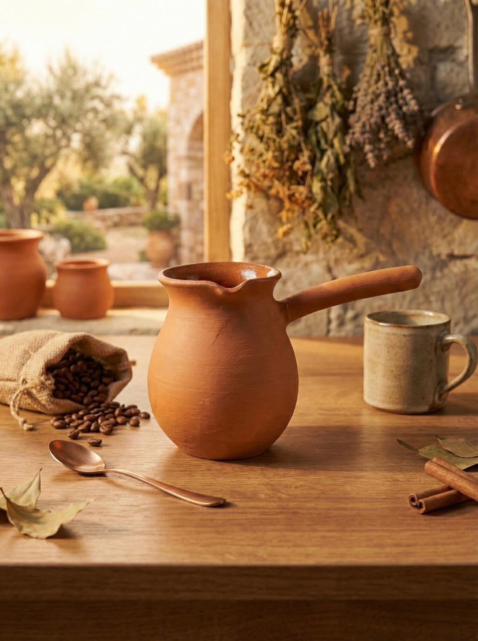 Handmade Terracotta Turkish Coffee Pot, Rustic Clay Cezve - Etsy