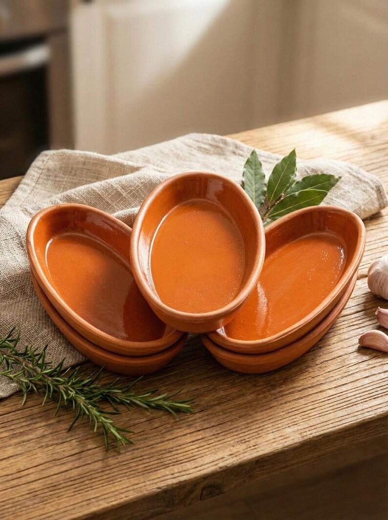 Handmade Oval Terracotta Baking Dish, Small Clay Gratin Boat, Spanish ...