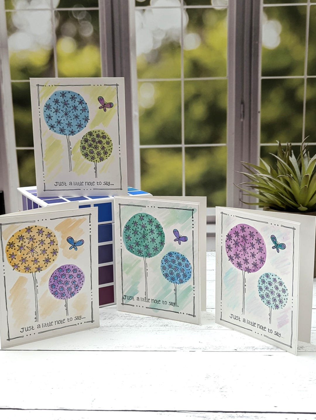 Colorful Watercolor Handmade Note Cards - 