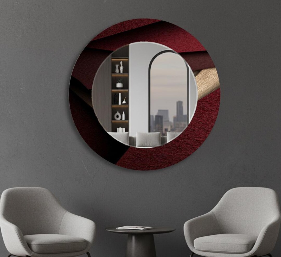 Circle Wall Mirror Decor, Modern Round Mirror for Living Room Bedroom ...