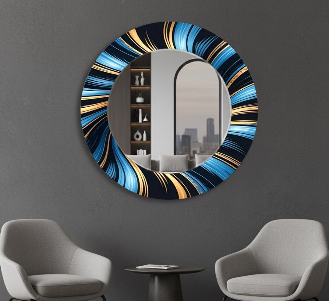 Circle Wall Mirror Decor, Modern Round Home Mirror for Bedroom Living ...