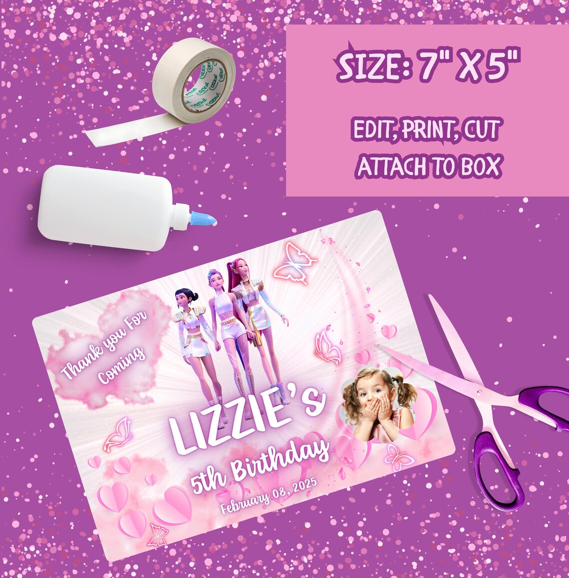 Custom K Pop Demon Hunter Gable Box Label | Huntrix Girls Printable Box ...