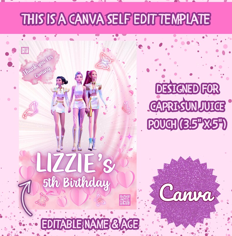 Custom Kpop Demon Hunter Water and Juice Labels Party Printables ...