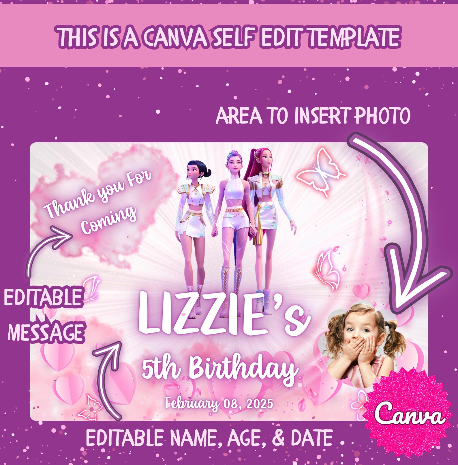 Custom K Pop Demon Hunter Gable Box Label | Huntrix Girls Printable Box ...