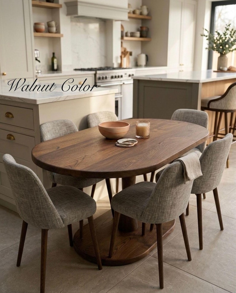 Solid Wood Oval Kitchen Table, Oval Pedestal Table - Etsy