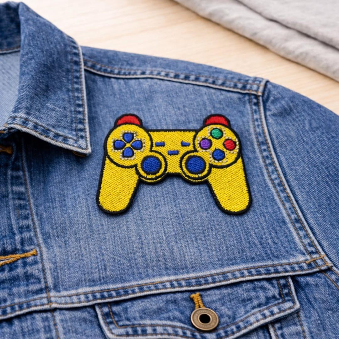 Retro Game Controller Embroidered Patch, Classic Gamer Joystick Iron on ...