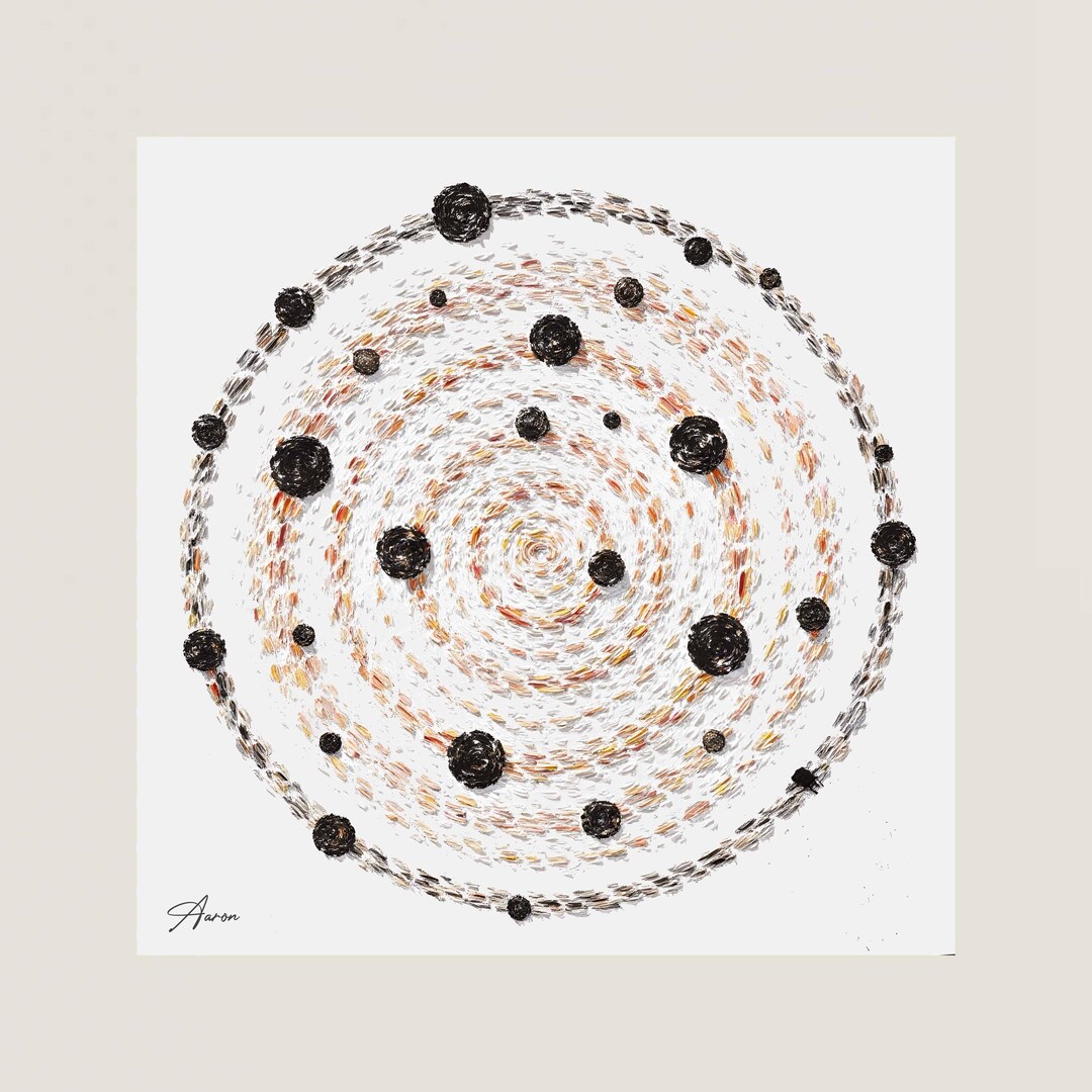 Orbit Pulse, 30" Textured Circular Motion With Floating Spheres - Etsy