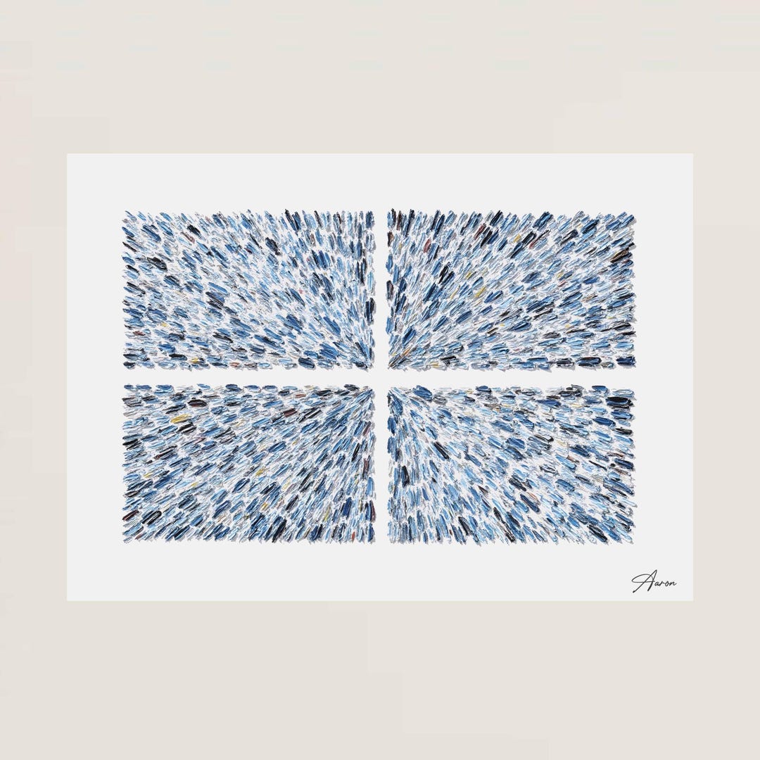 Blue Quadrants, 30" Abstract Textured Oil Painting, Modern Blue Artwork ...