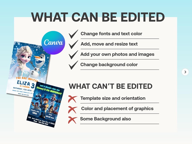 Canva Editable Ice Princess Birthday Invitation Winter Kids Party ...