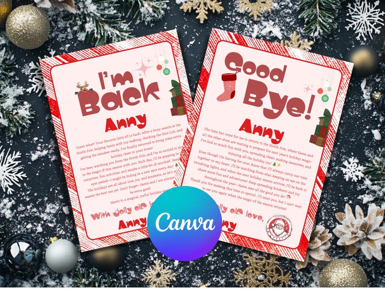 Editable Elf Arrival & Goodbye Letter: Kids Christmas Note (canva ...