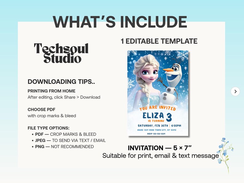 Canva Editable Ice Princess Birthday Invitation Winter Kids Party ...