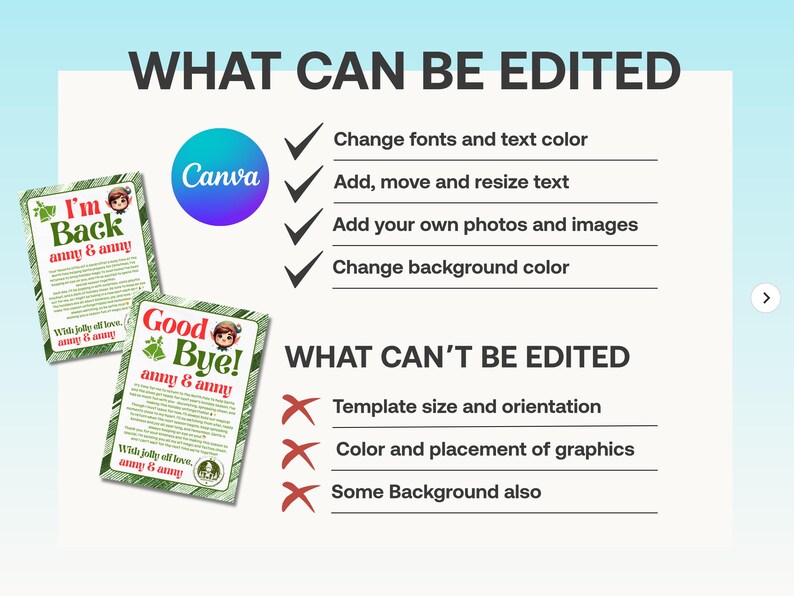 Canva Editable Elf Back and Goodbye Letter Printable Christmas Kids ...