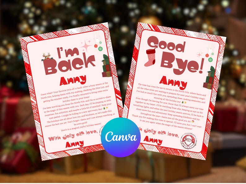 Editable Elf Arrival & Goodbye Letter: Kids Christmas Note (canva ...
