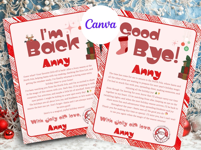 Editable Elf Arrival & Goodbye Letter: Kids Christmas Note (canva ...