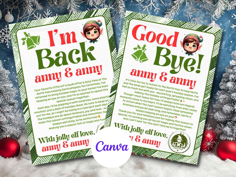 Editable Canva Elf Back and Goodbye Letter Printable Christmas Kids ...