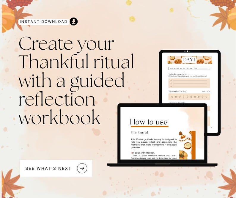 Thanksgiving Reflection Workbook | 15 Days Printable Self Care Pages - Etsy