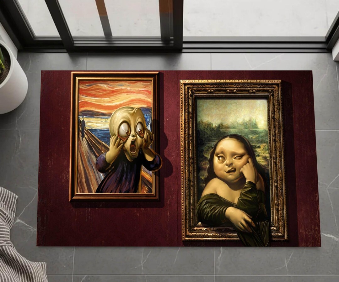 Mona Lisa Scream Parody Rug, Art History Humor Carpet, Washable Non ...
