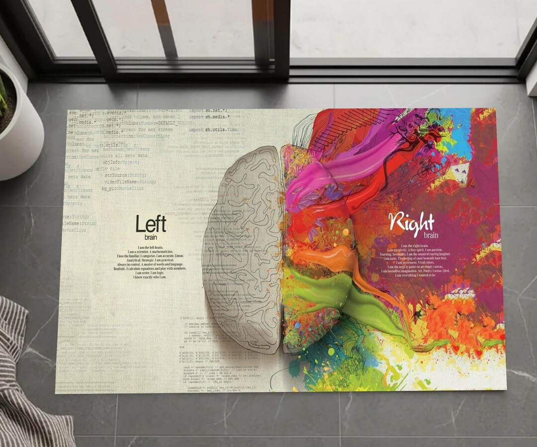 Left and Right Brain Themed Rug - Logic and Creativity Designed ...