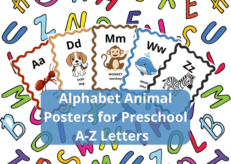 Alphabet Animal Posters for Preschool – A-Z Letters – Uppercase ...