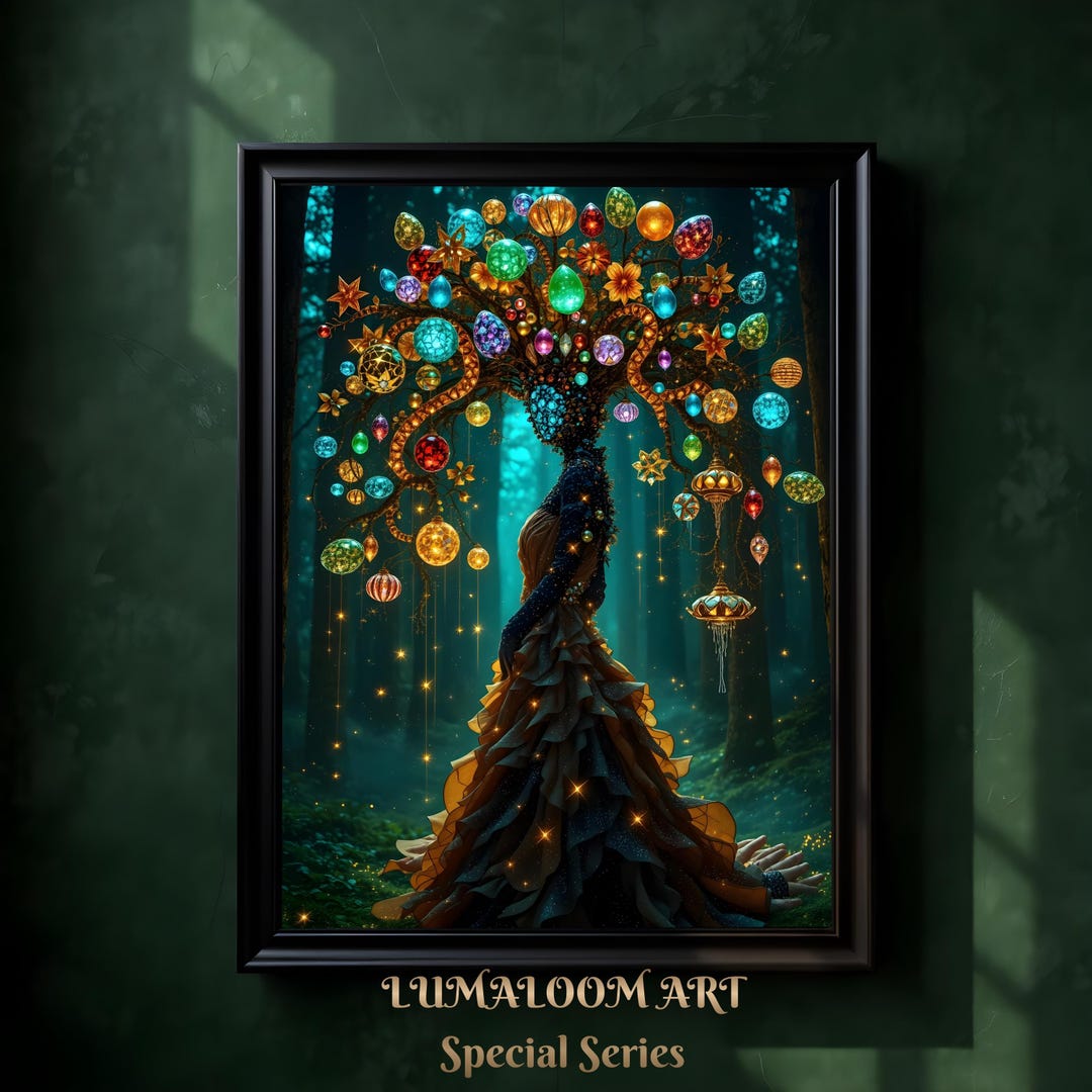 Mystical Tree of Life Goddess Printable, Surreal Fantasy Art, Boho ...
