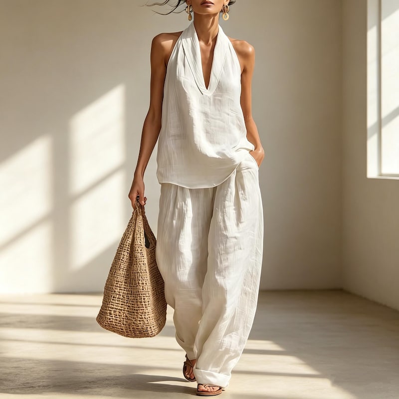 Womens White Linen Sets - Etsy