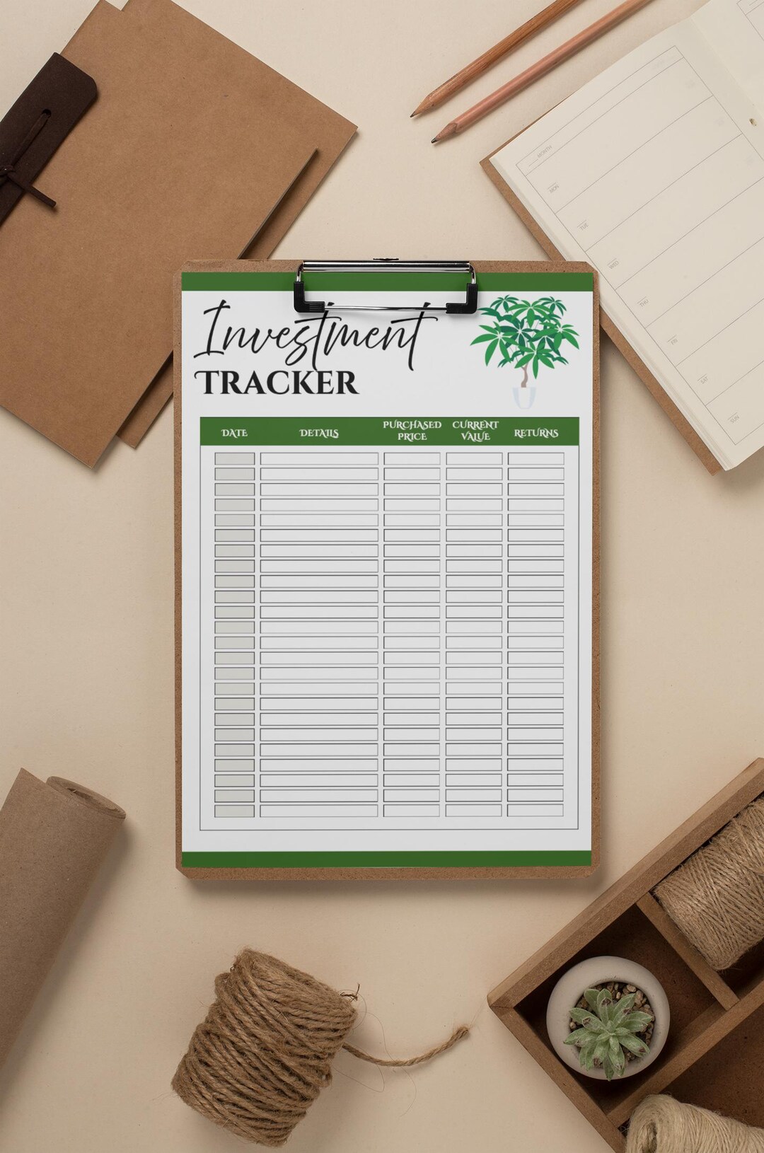 Investment Tracker Printable PDF, Portfolio Growth & Stock Market Log ...