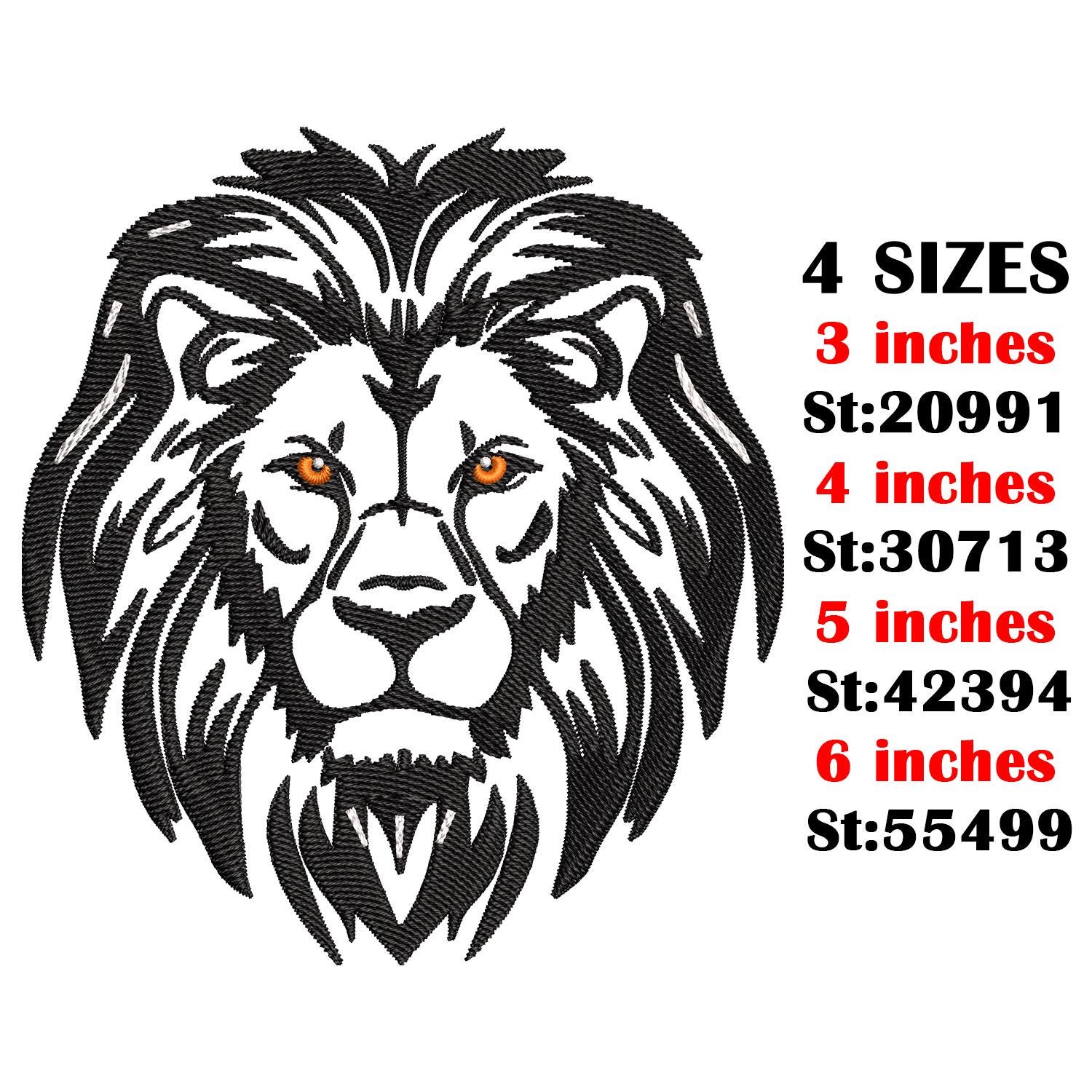 Lion Face Embroidery Design Bundle – Fierce Eyes, 4 Sizes (instant ...