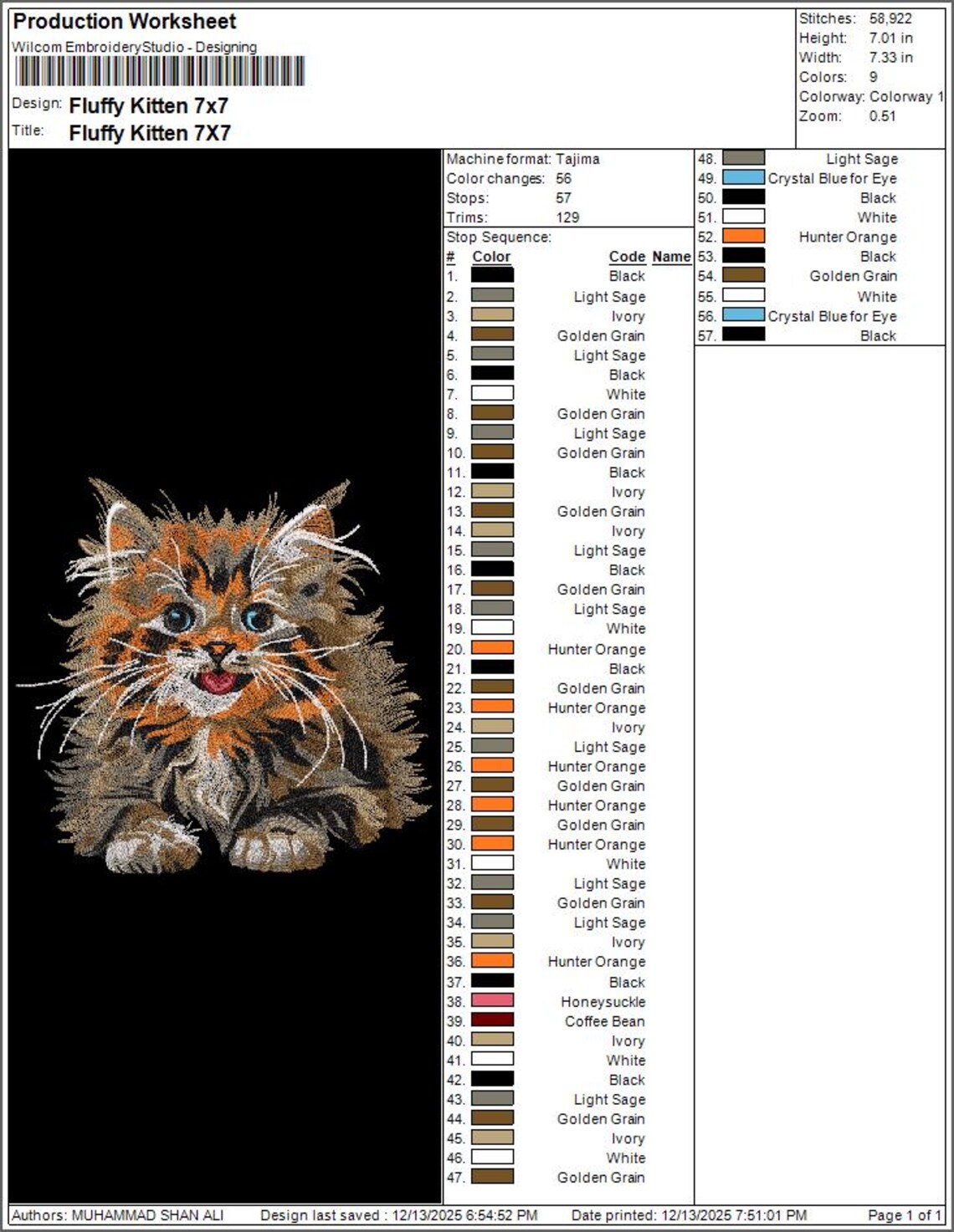 Realistic Fluffy Cat Embroidery Design | Kitten PES DST File (digital ...