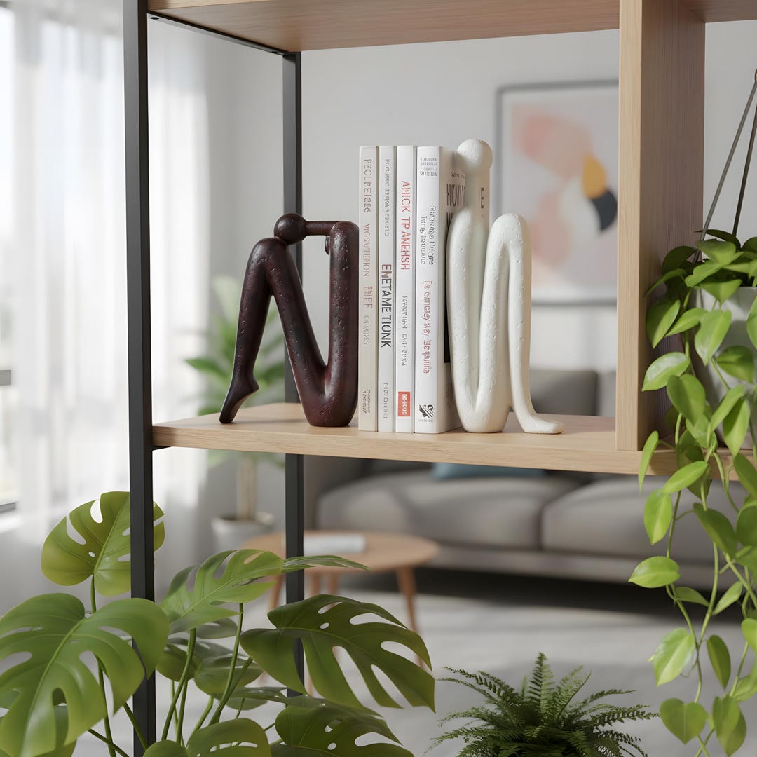 Modern Abstract Thinker Bookends – Minimalist Shelf Decor - Etsy