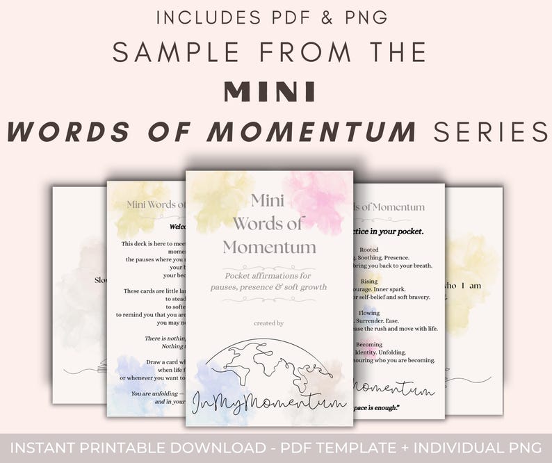 Mini Words of Momentum – Printable Pocket Affirmation Cards ...