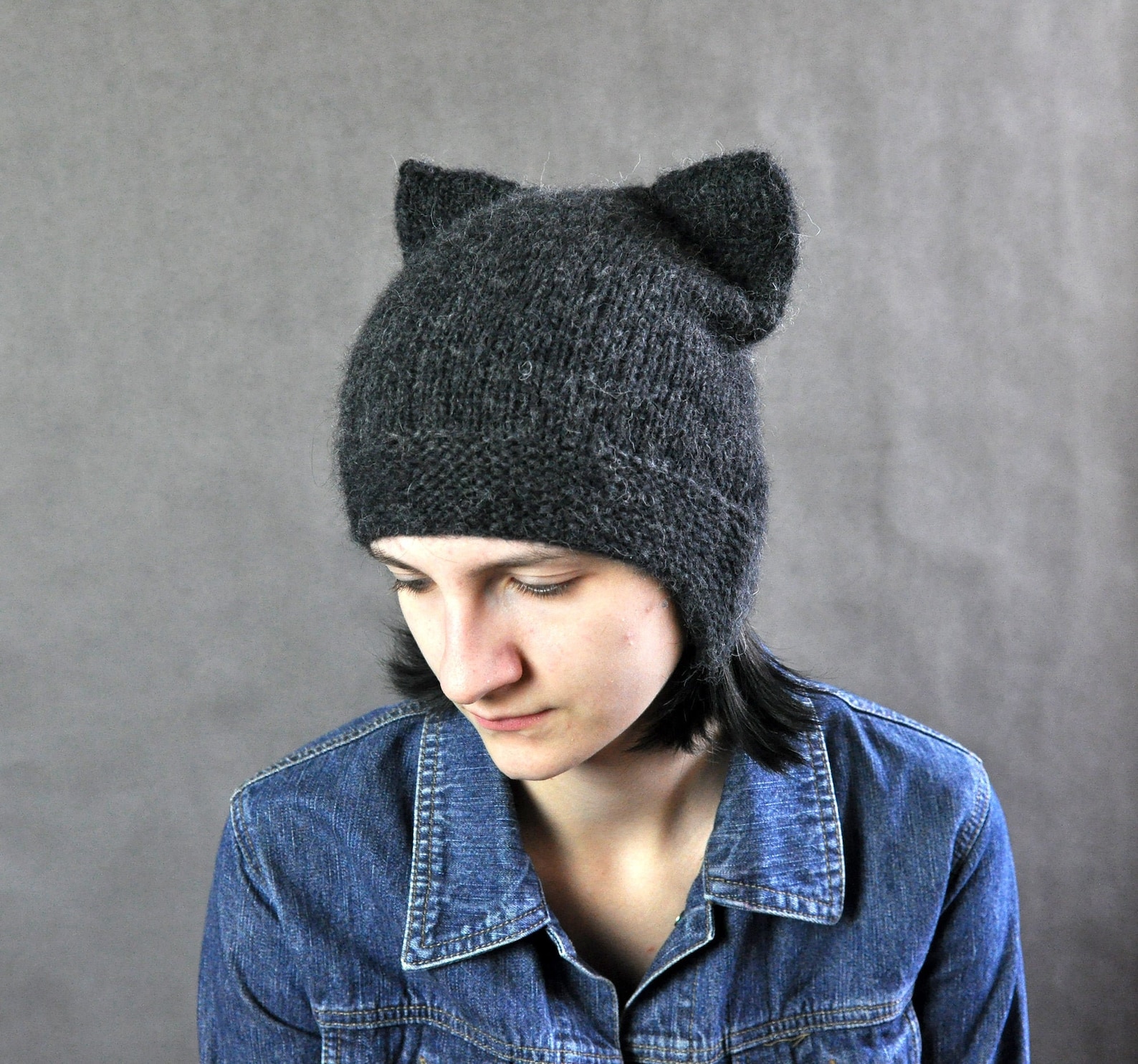 Hand Knit Alpaca Winter Hat Cat Ears Knit Hat Mens Beanie - Etsy Ireland