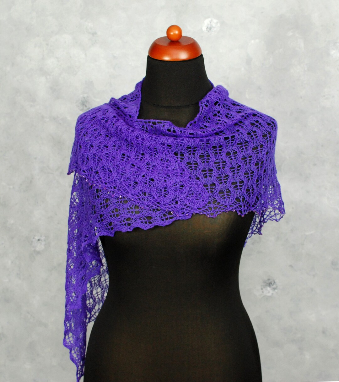 Ultraviolet Hand Knit Lace Shawl Beaded Shawl Gift for Mom - Etsy