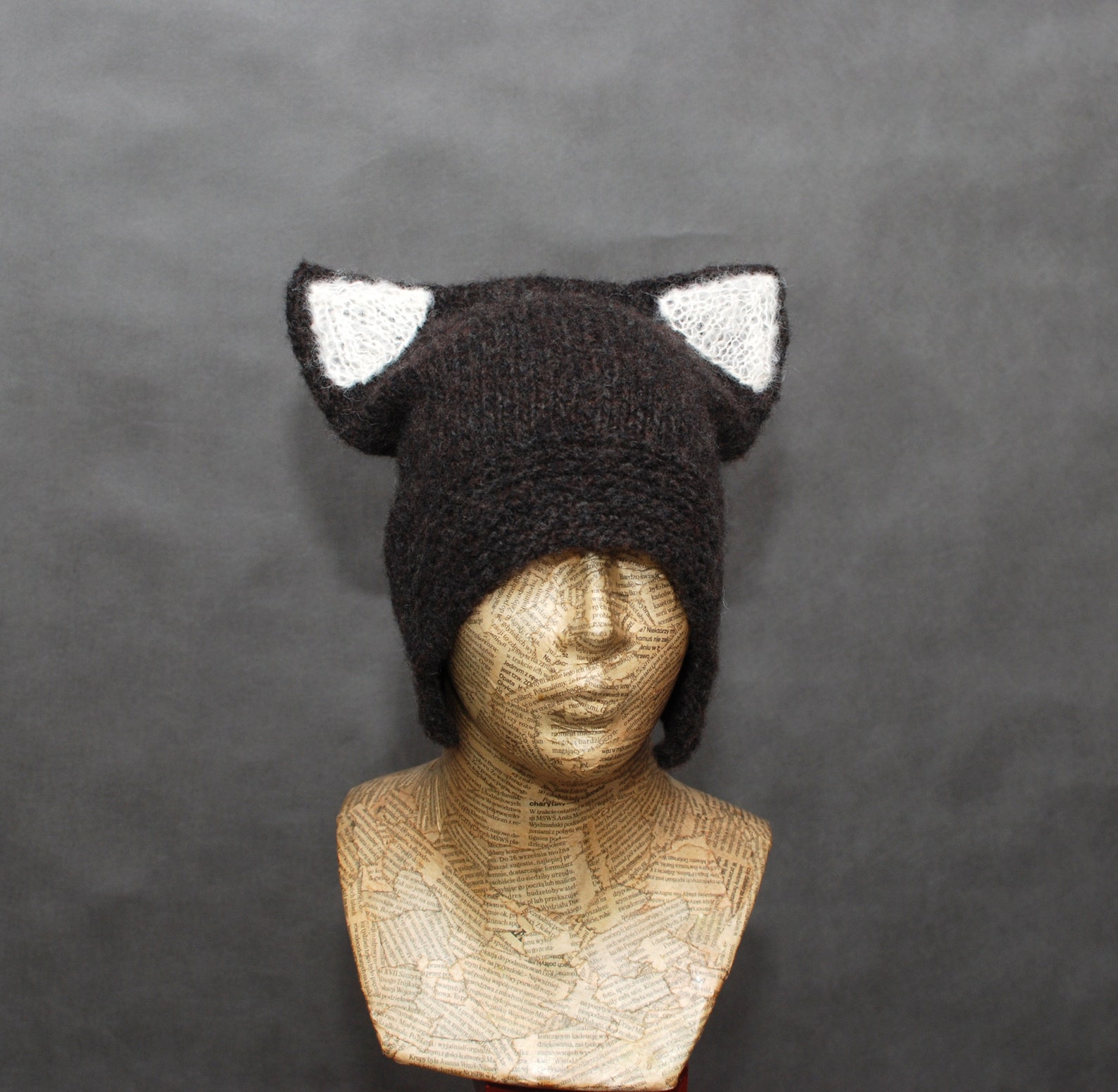 Knit Wolf Hat Wolf Beanie Hat Alpaca Hat With Ears Woodland - Etsy