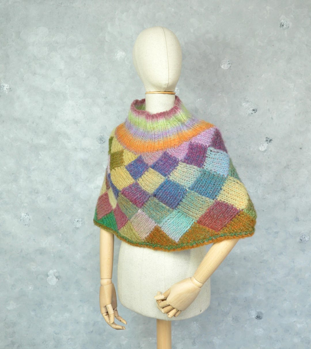 Autumn Entrelac Knitted Poncho, Cozy Cottagecore Cover up for Women - Etsy