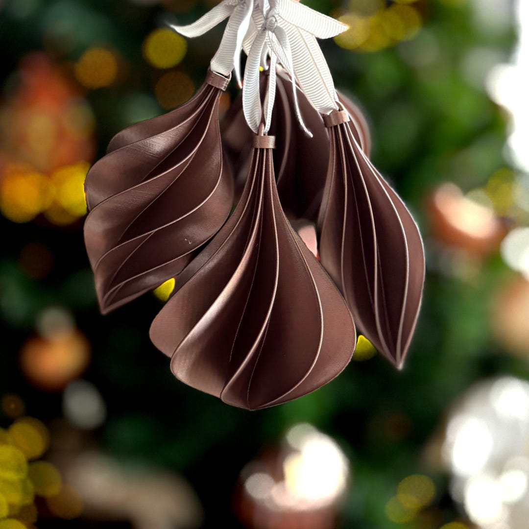 3D Printed Christmas Tree Ornaments Set of 4 | Elegant Spiral Design ...