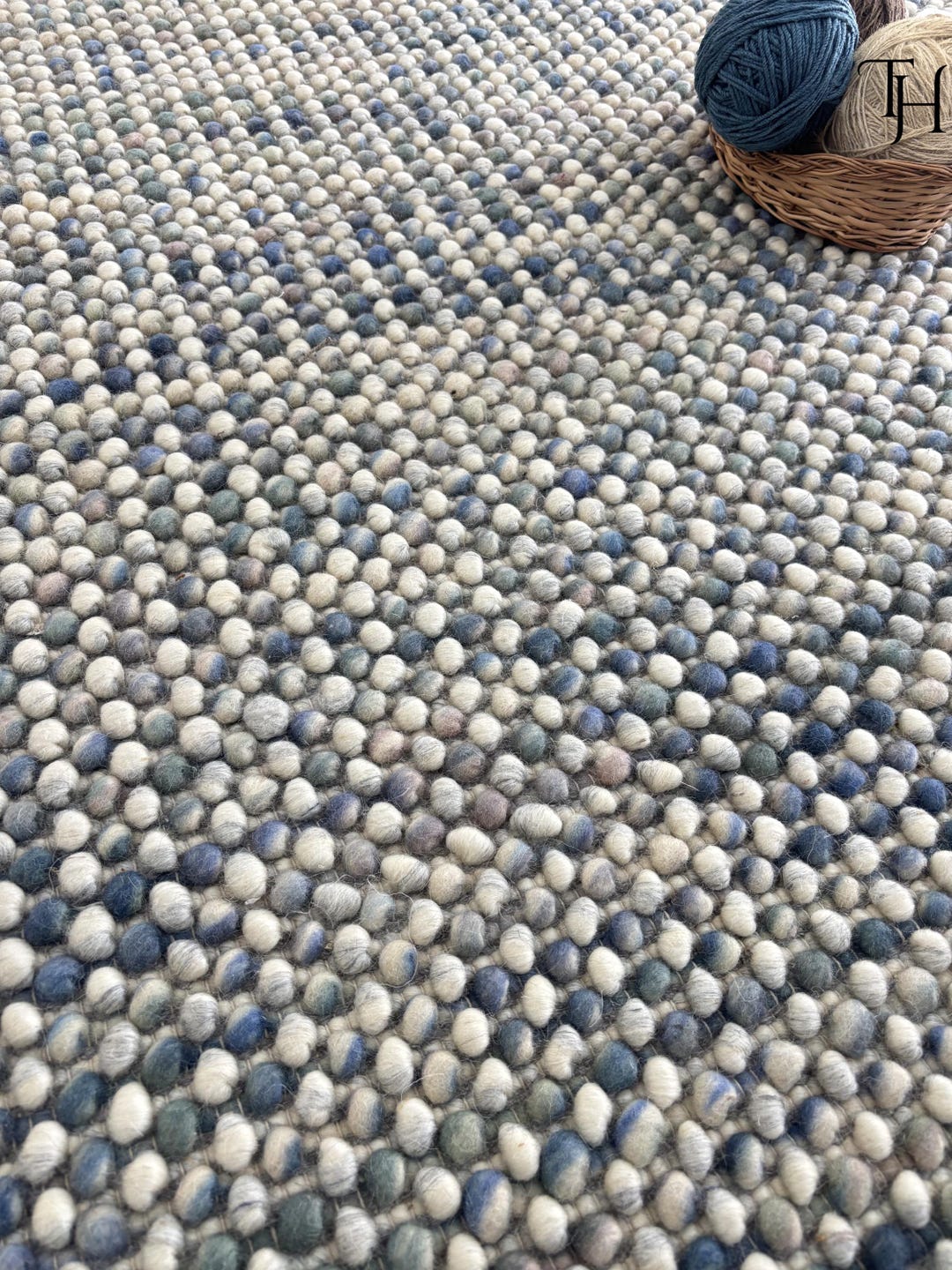 Hand Knitted Chunky Wool Loop Area Rug, Multi Color, Runner ...