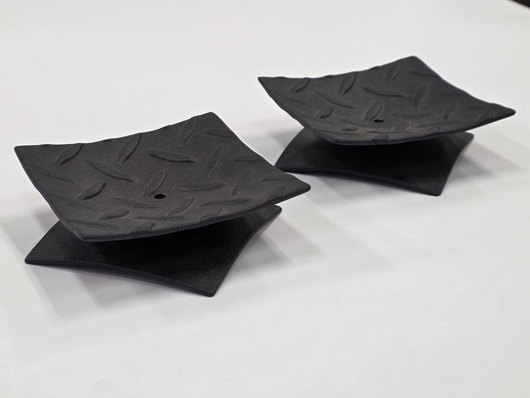 Handmade Pair of Forged Diamond Plate Steel Pillar Candle Holders ...