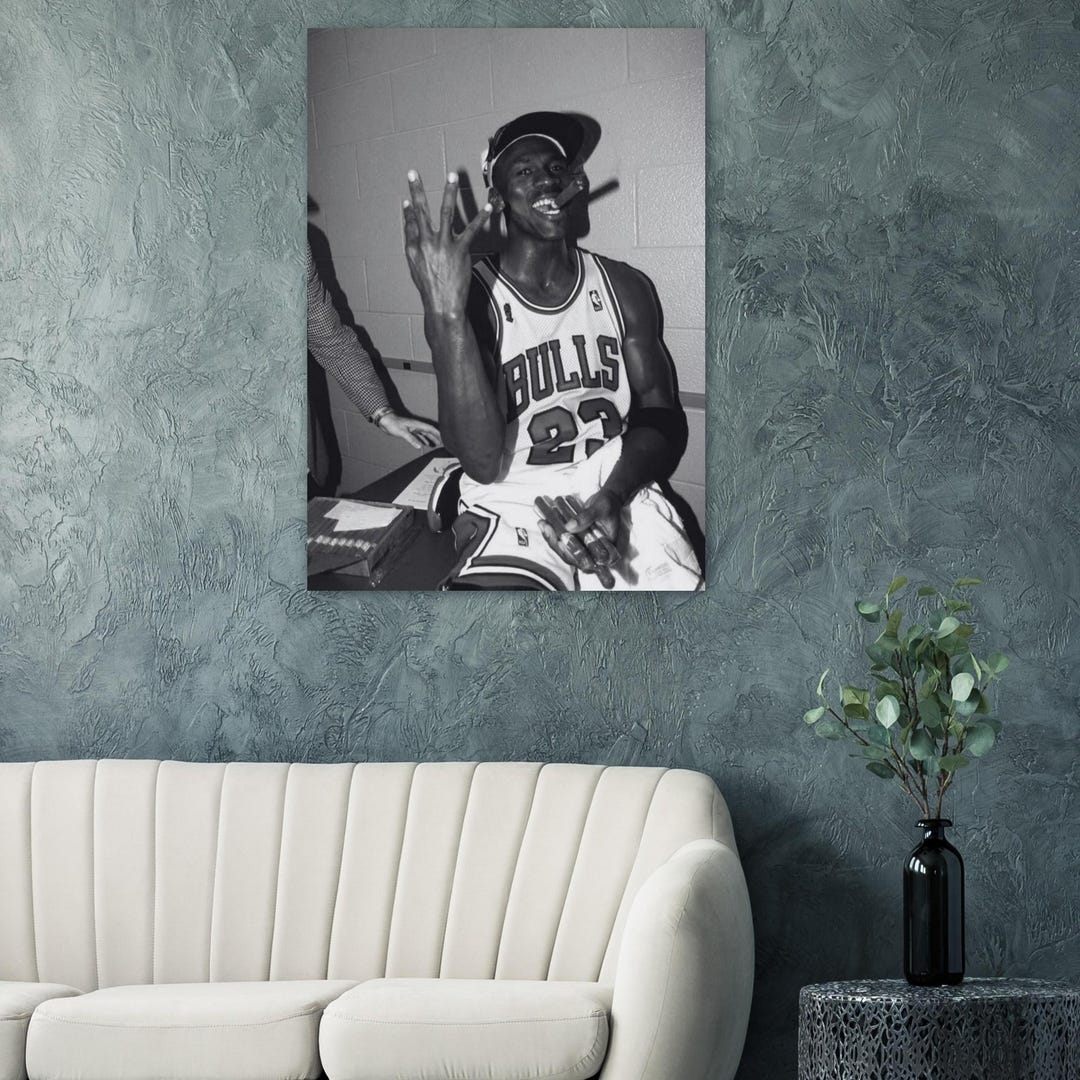 Michael Jordan Three-peat Poster | Chicago Bulls Locker Room Art - Etsy