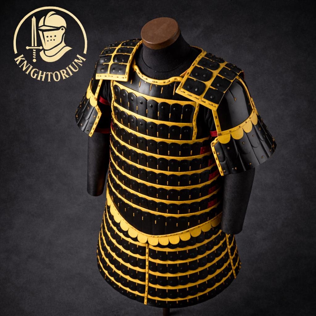 Handcrafted Japanese Lamellar Armor Dō | Black & Gold Samurai Cuirass ...