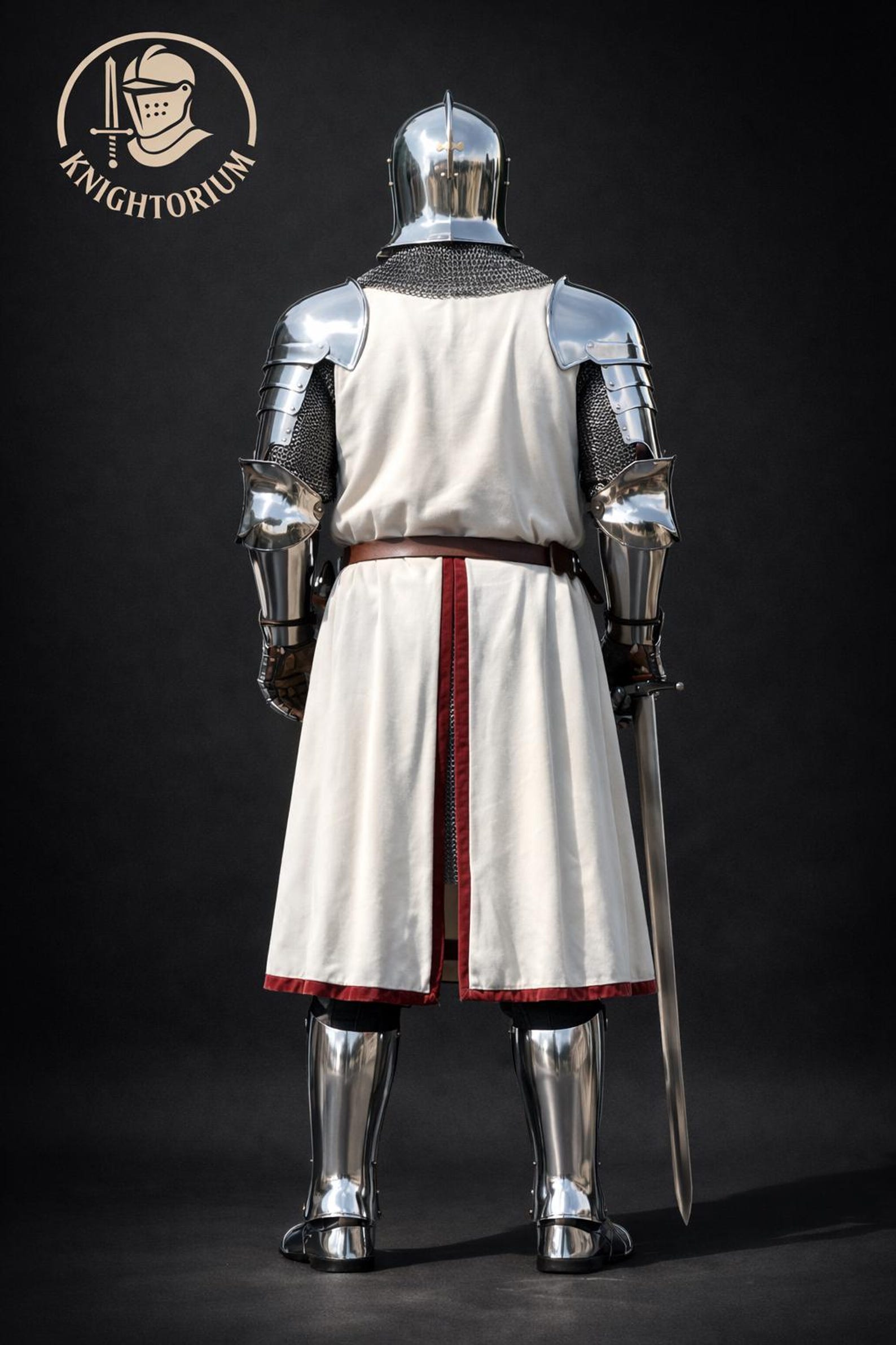 Mirror Polished Templar Knight Armor Suit With Red Cross Tabard – Full ...