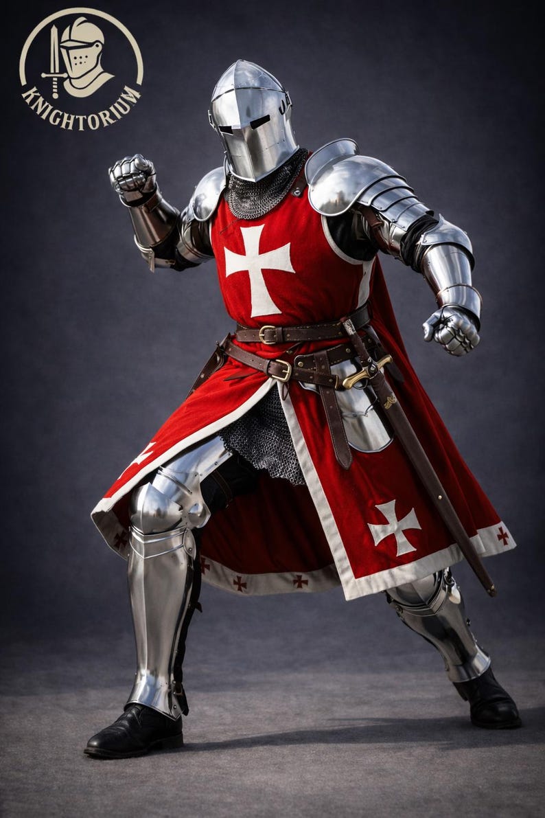 Full Body Templar Knight Armor Suit – Wearable Steel Crusader Costume ...