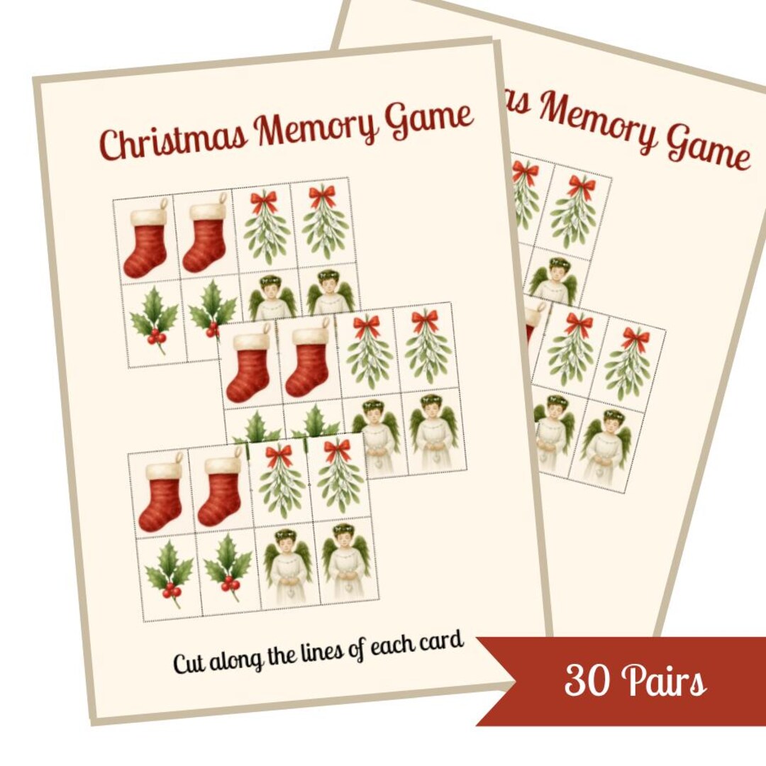 Kids Christmas Memory Game Printable| Holiday Cards| Christmas Activity ...