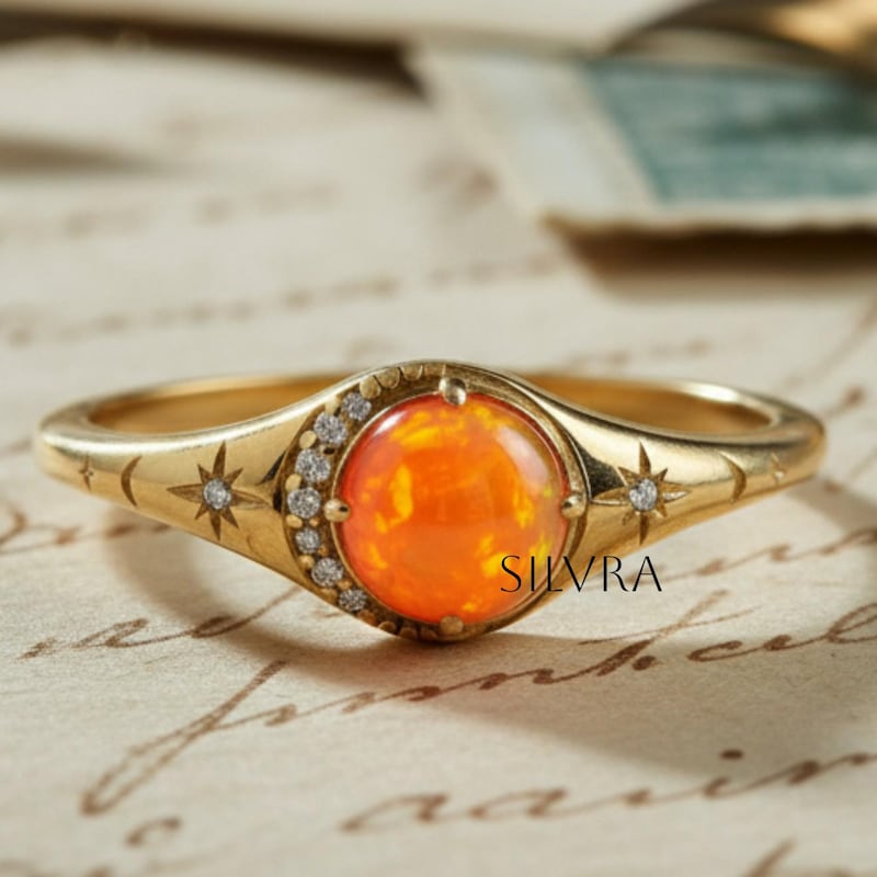 Mexican Opal Fire Ring - Etsy