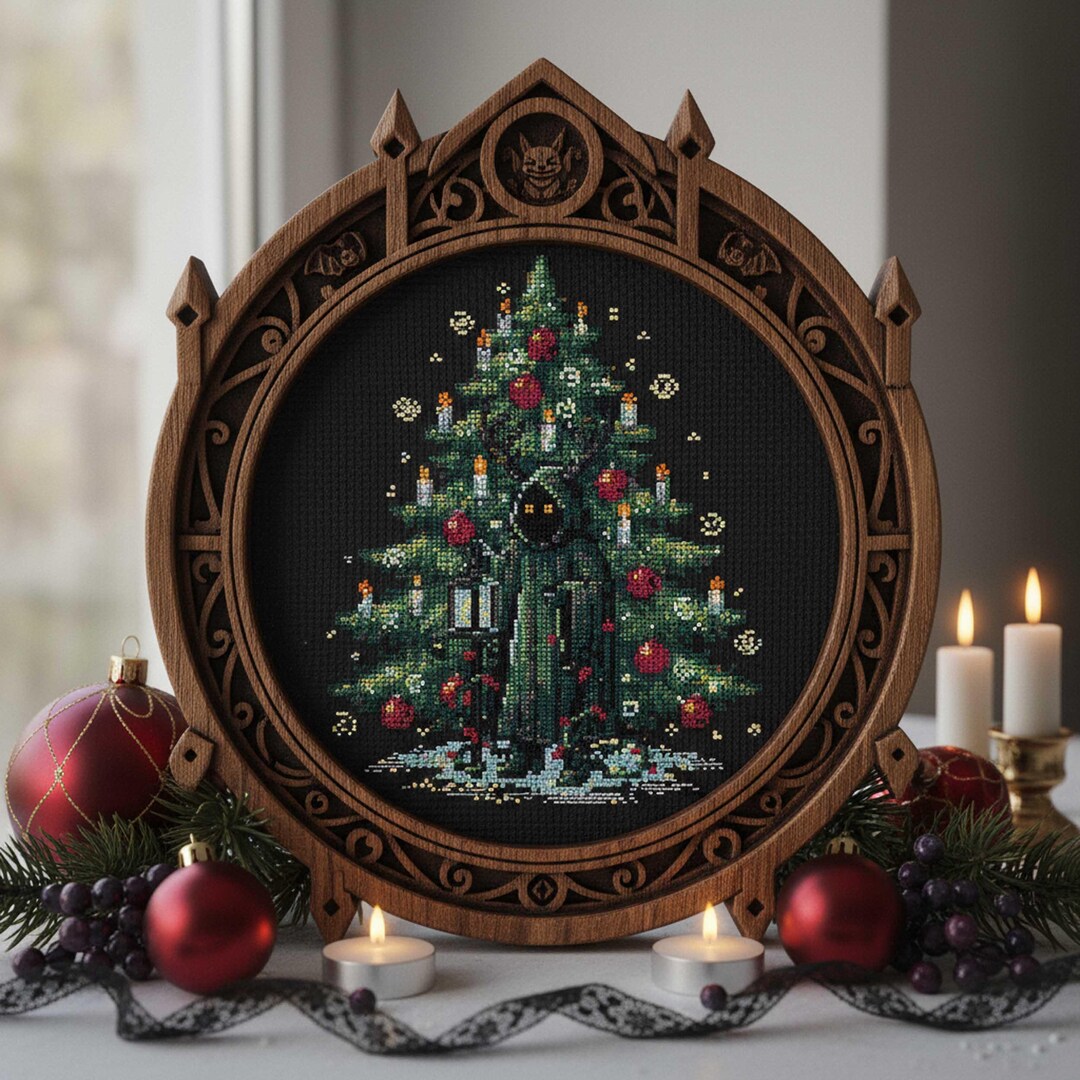 Holiday Tree Guardian Cross Stitch Pattern: Lantern Figure & Enchanted ...