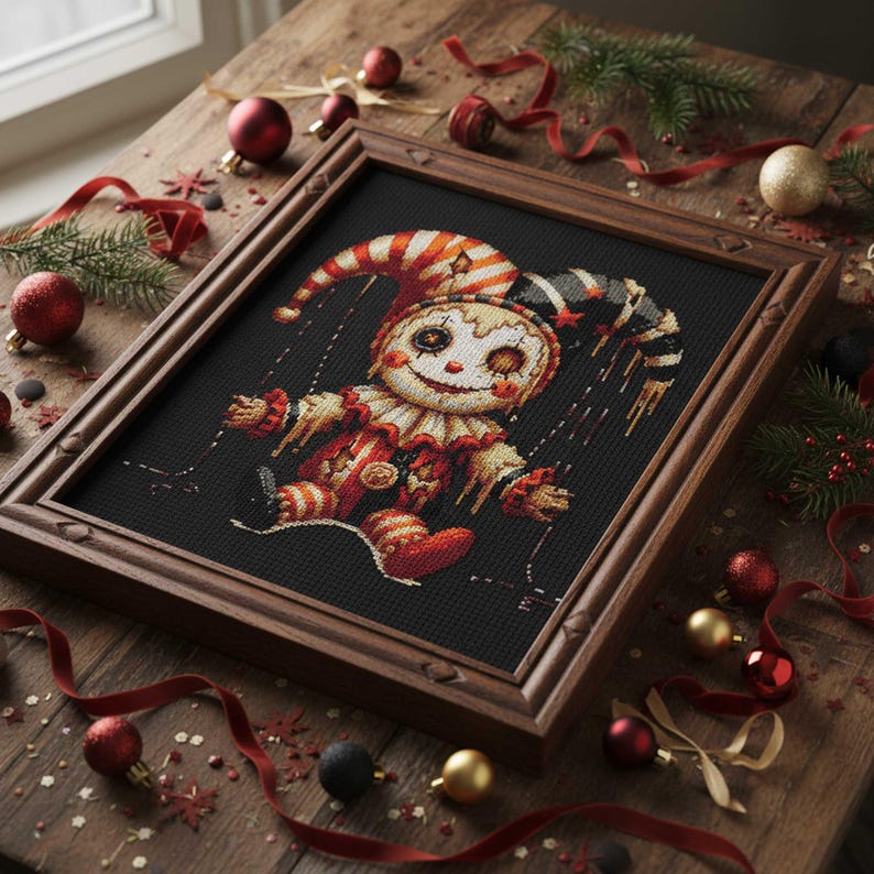 Creepy Jester Puppet Cross Stitch Pattern: Horror Marionette Doll ...