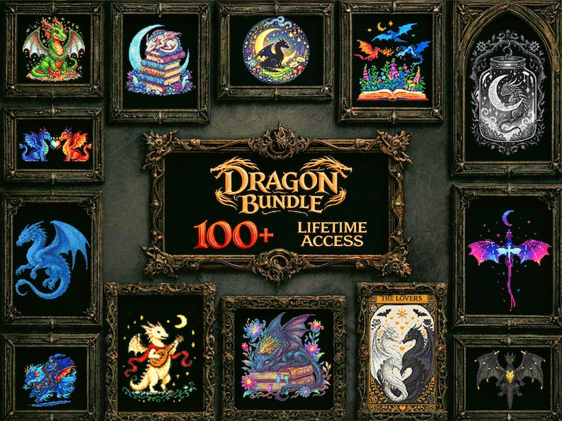 Dragon Cross Stitch Mega Bundle: 100+ Dark Fantasy & Gothic Dragon ...
