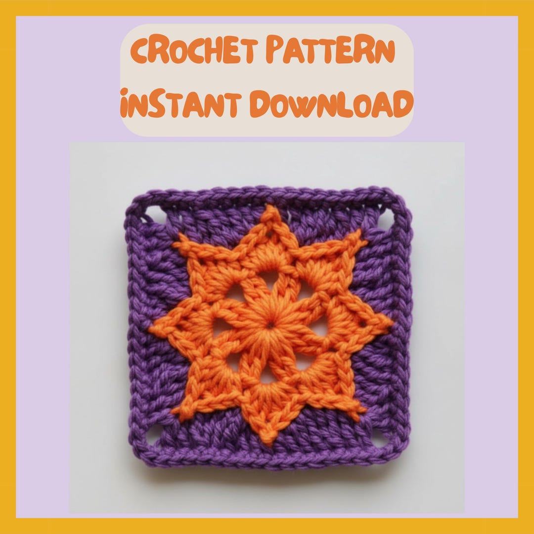 Star Point Granny Square Pattern • Crochet Star Square Motif • PDF ...